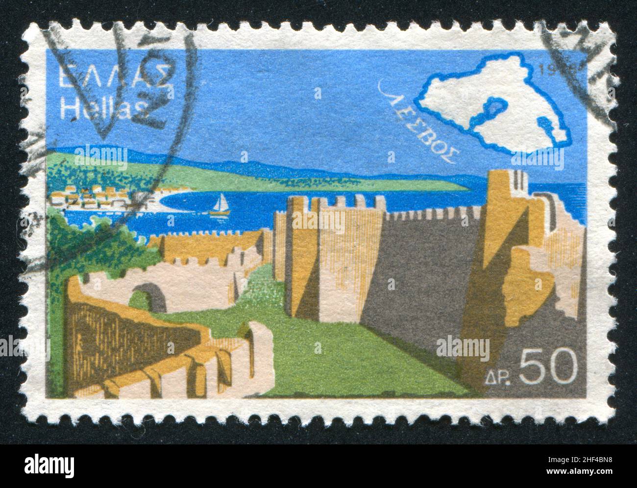 Greece - CIRCA 1976: stamp printed by Greece, shows View and map, circa ...