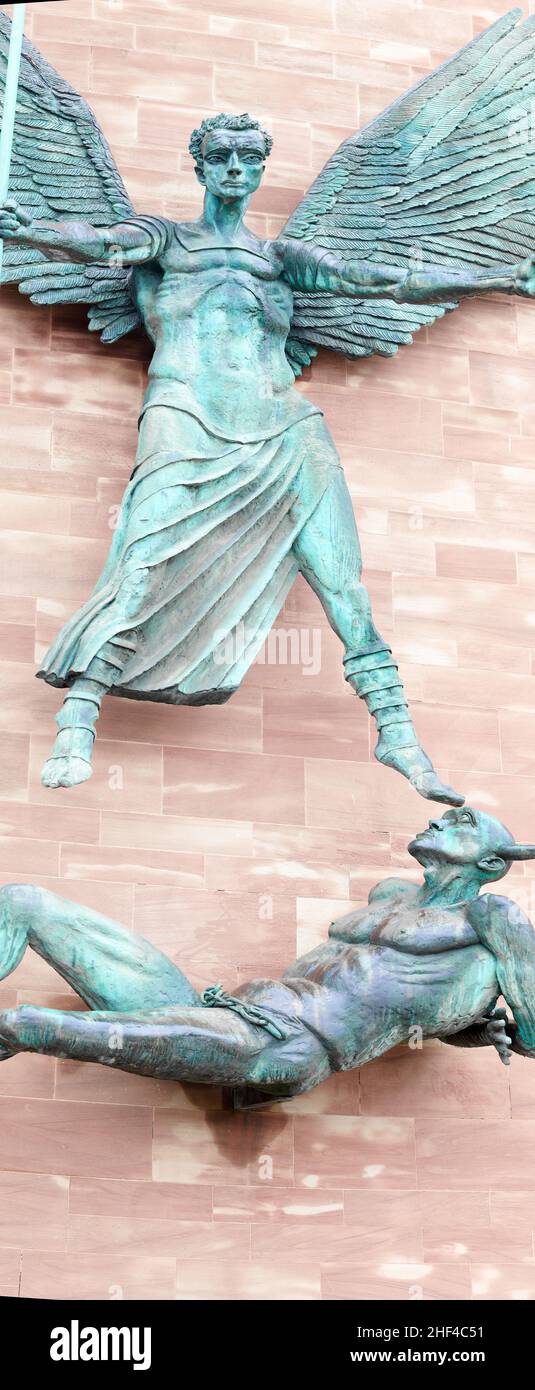 The angel St Michael defeats the devil, Lucifer, in the Epstein ...