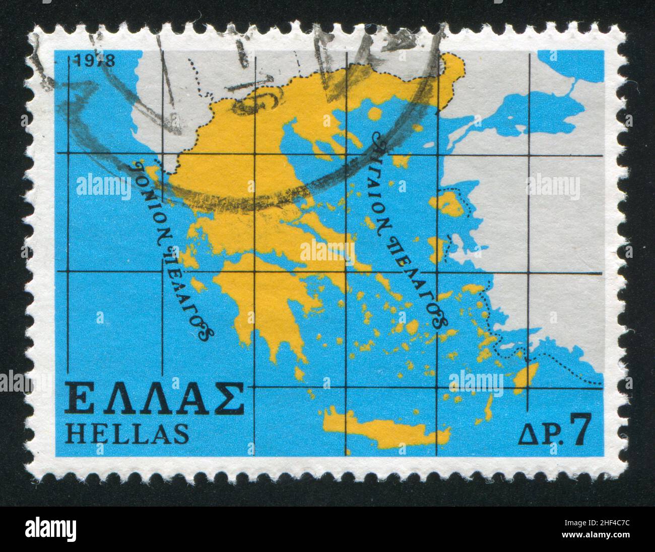 GREECE - CIRCA 1978: stamp printed by Greece, shows Map of Greece ...