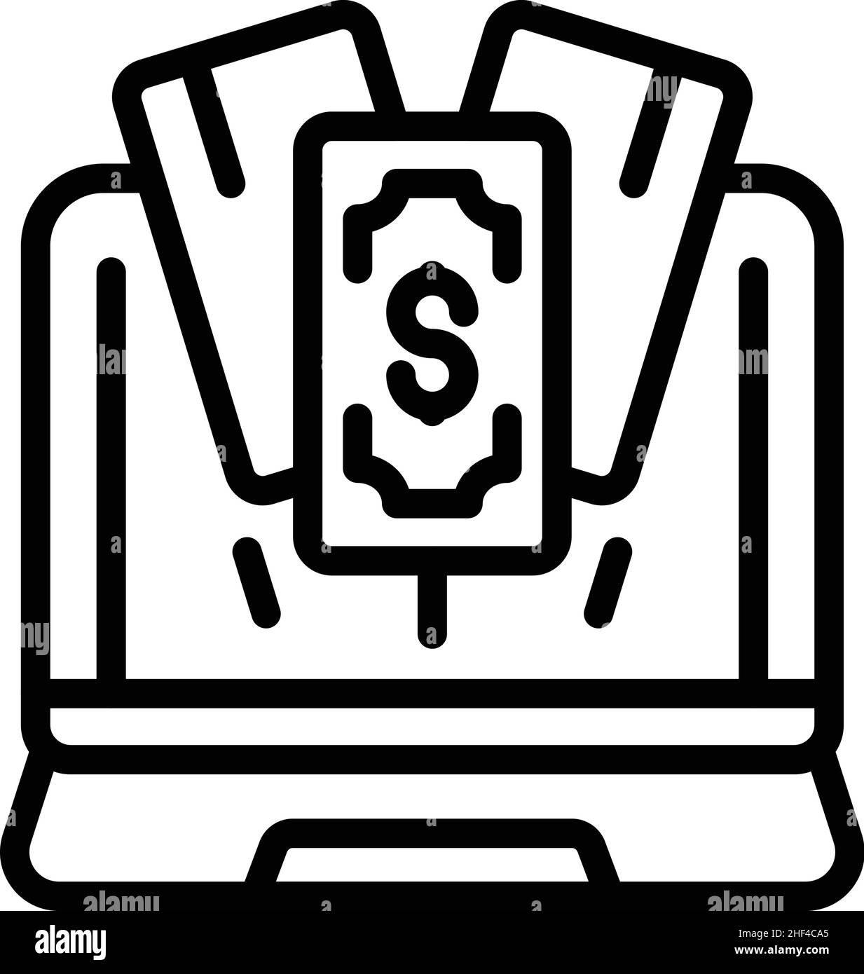 Laptop money income icon outline vector. Computer business. Work job ...