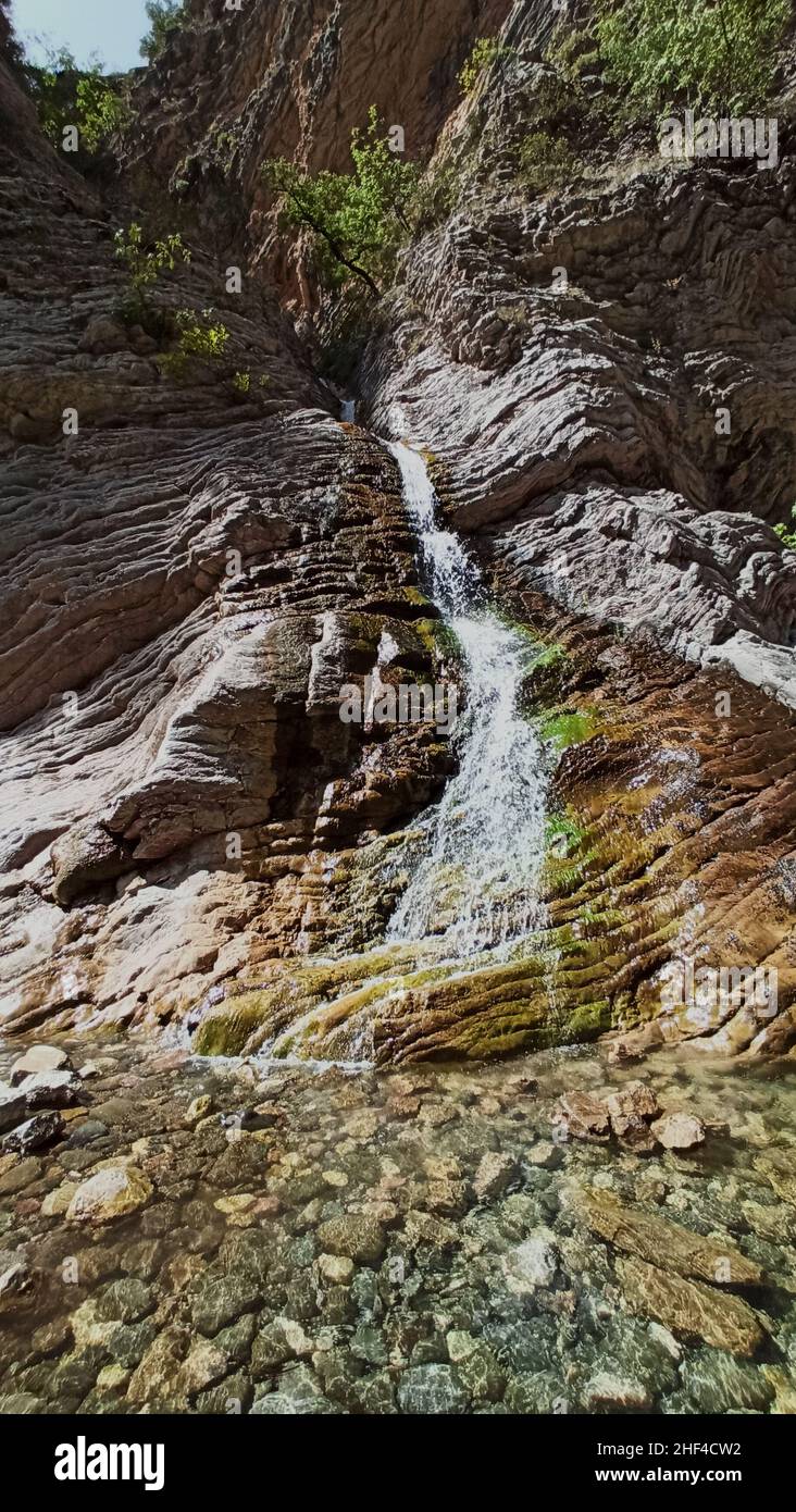 The Always raining canyon (Panta Vrehei) with waterfalls in Karpenissi ...