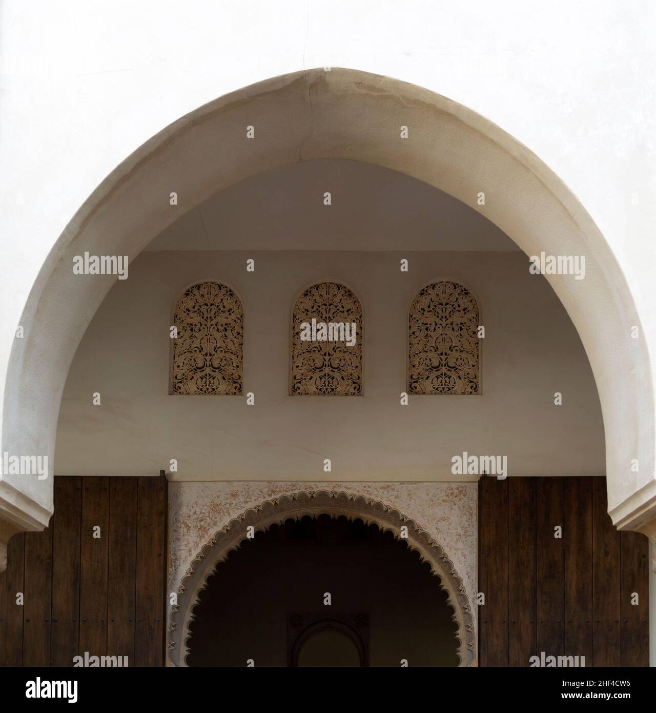 Islamic design architectural detail inside the Moorish palace of the ...