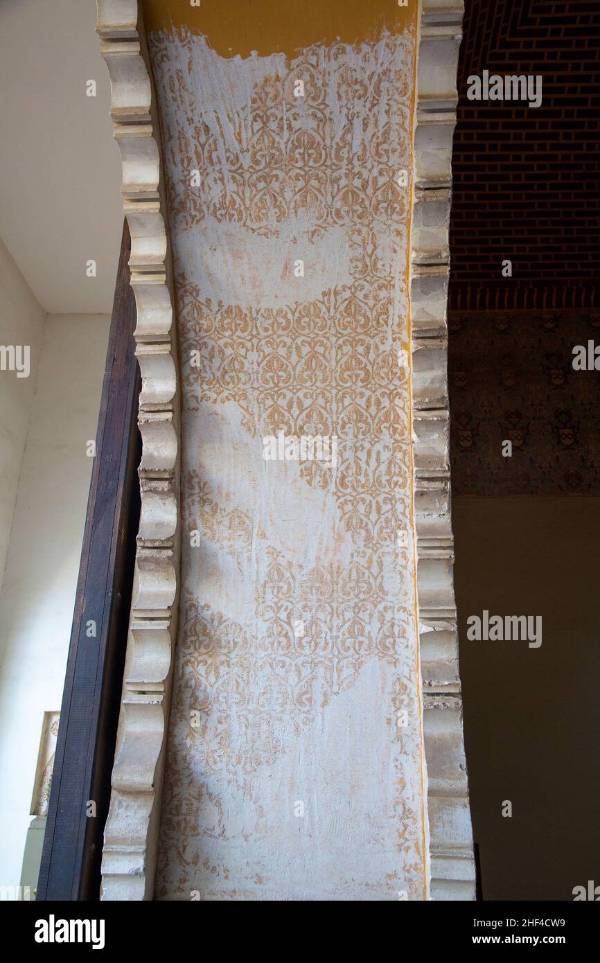 Islamic design architectural detail inside the Moorish palace of the ...