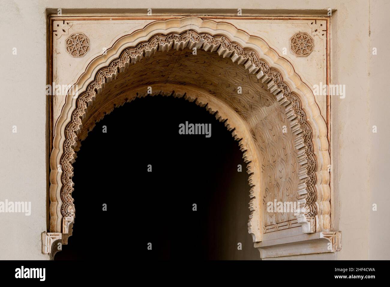 Islamic design architectural detail inside the Moorish palace of the ...