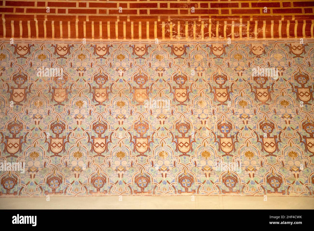 Islamic design architectural detail inside the Moorish palace of the ...