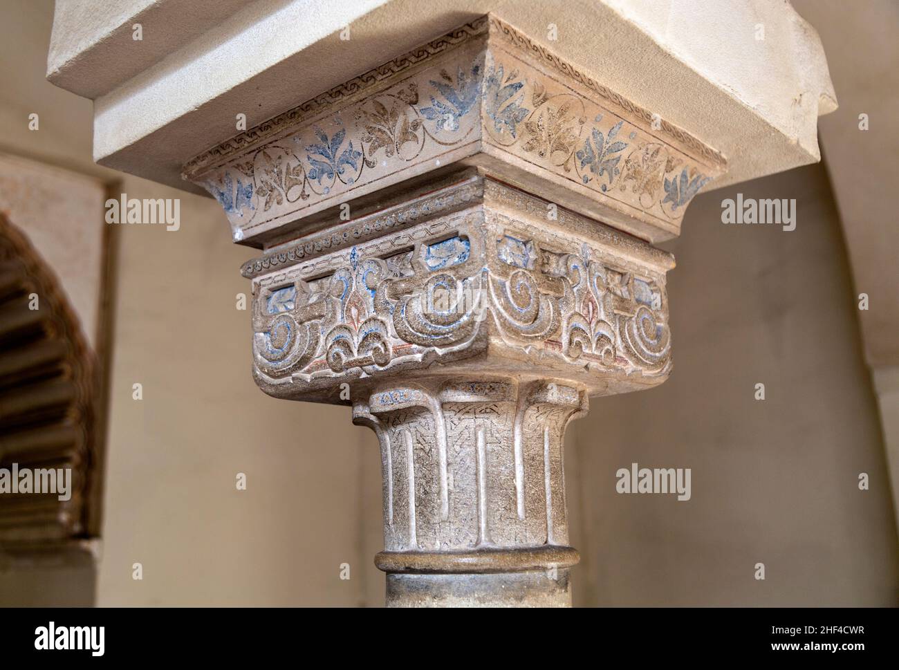 Islamic design architectural detail inside the Moorish palace of the ...