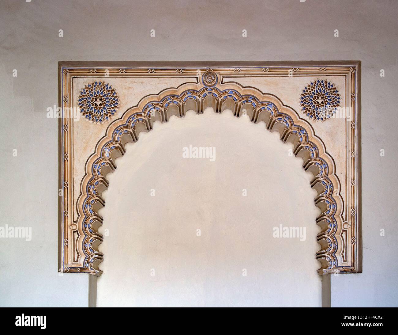 Islamic design architectural detail inside the Moorish palace of the ...