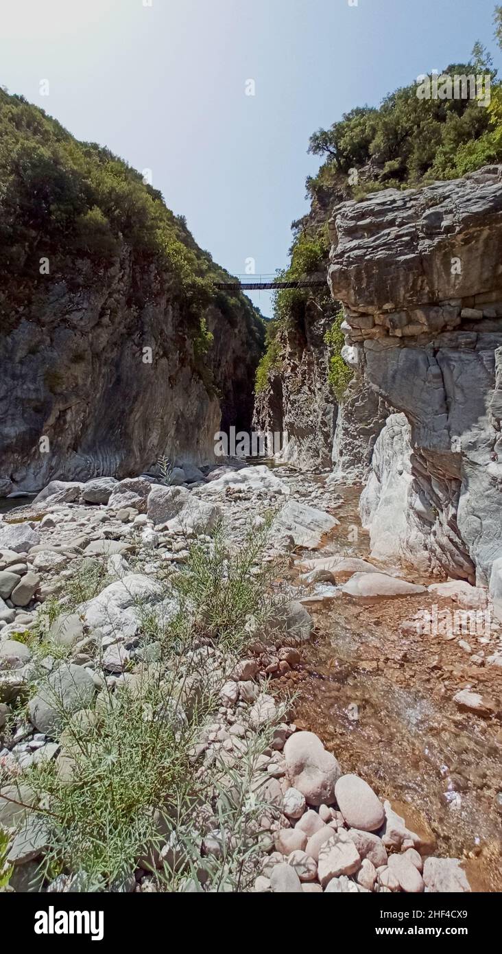 The Always raining canyon (Panta Vrehei) with waterfalls in Karpenissi ...