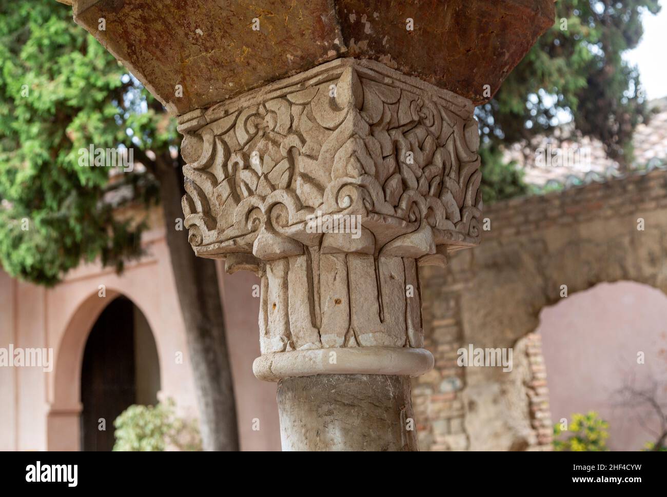 Islamic design architectural detail inside the Moorish palace of the ...