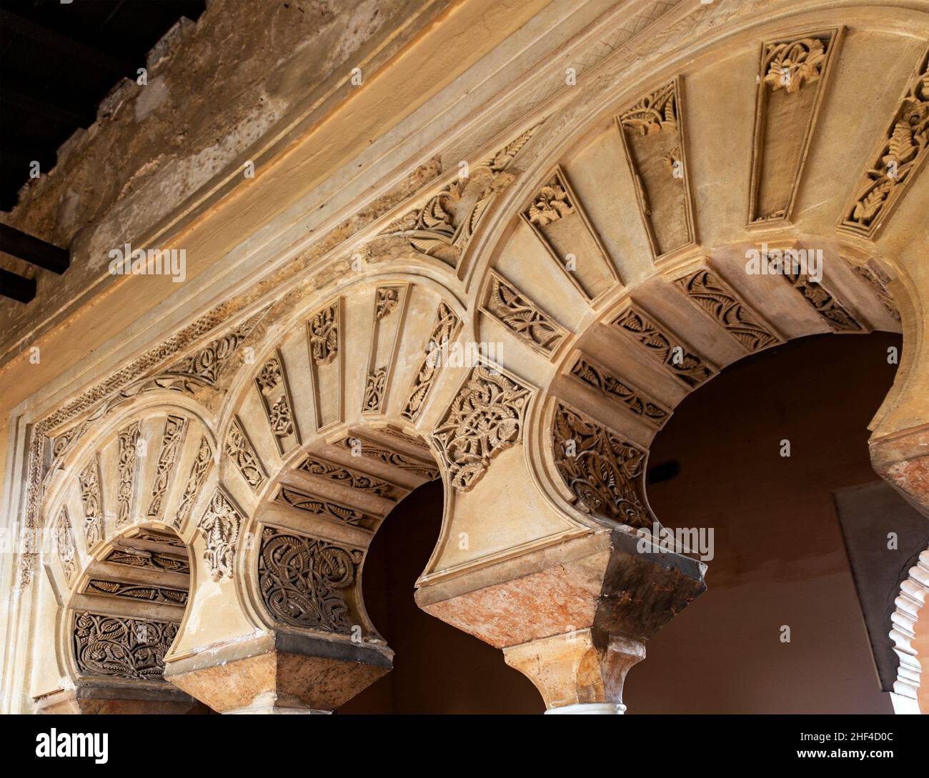 Islamic design architectural detail inside the Moorish palace of the ...