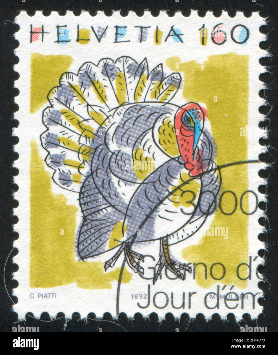 SWITZERLAND - CIRCA 1992: stamp printed by Switzerland, shows Turkey ...