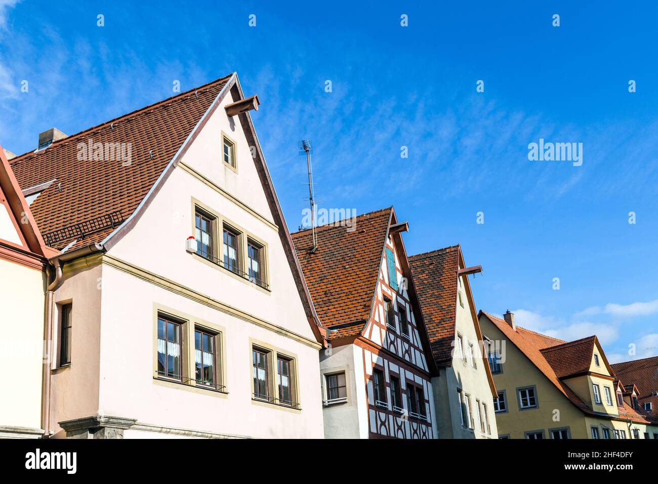 Gable roof of traditional German half-timbered house in medieval ...
