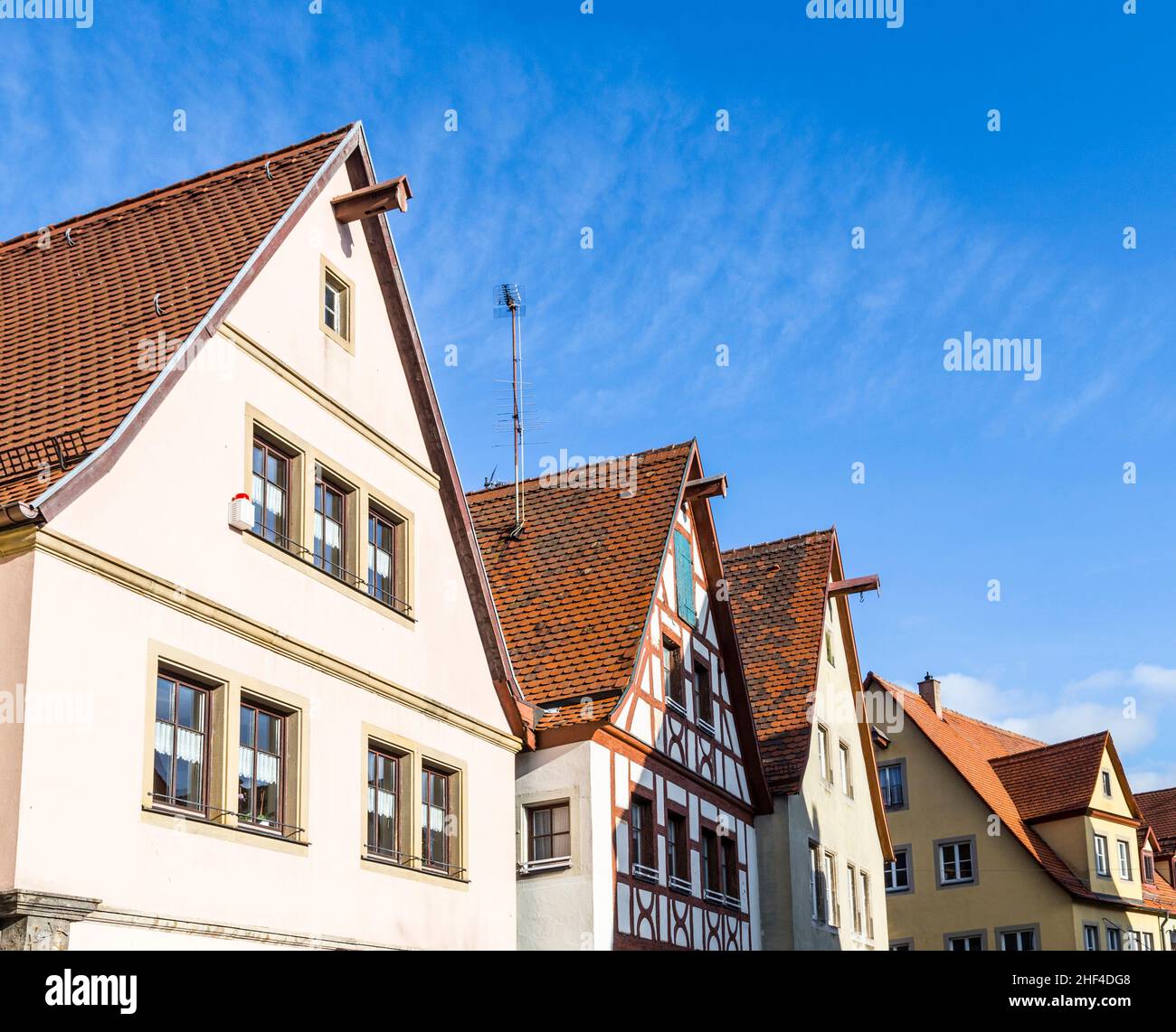 Gable roof of traditional German half-timbered house in medieval ...