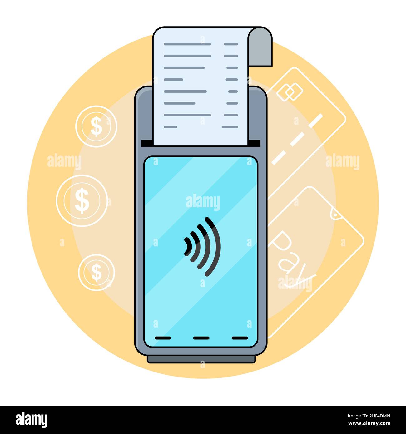 Touch bank terminal in flat style. Payment by card and smartphone ...