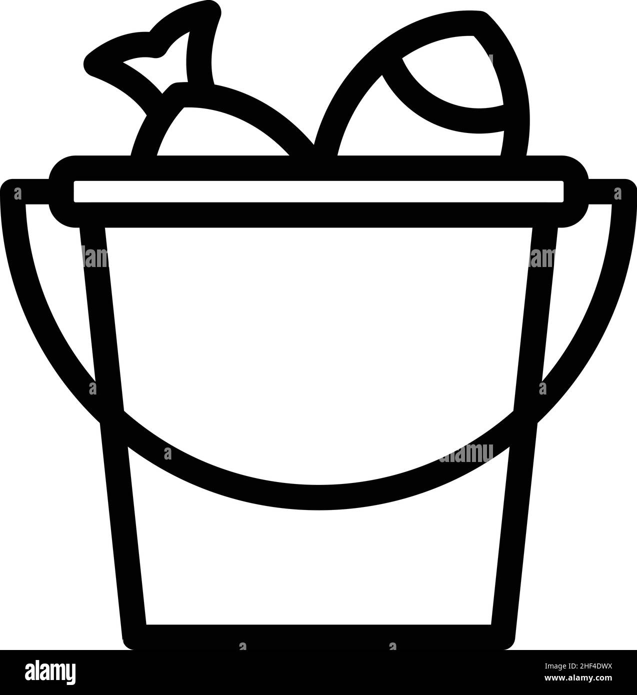 Full winter fish bucket icon outline vector. Ice fishing. Snow lake ...