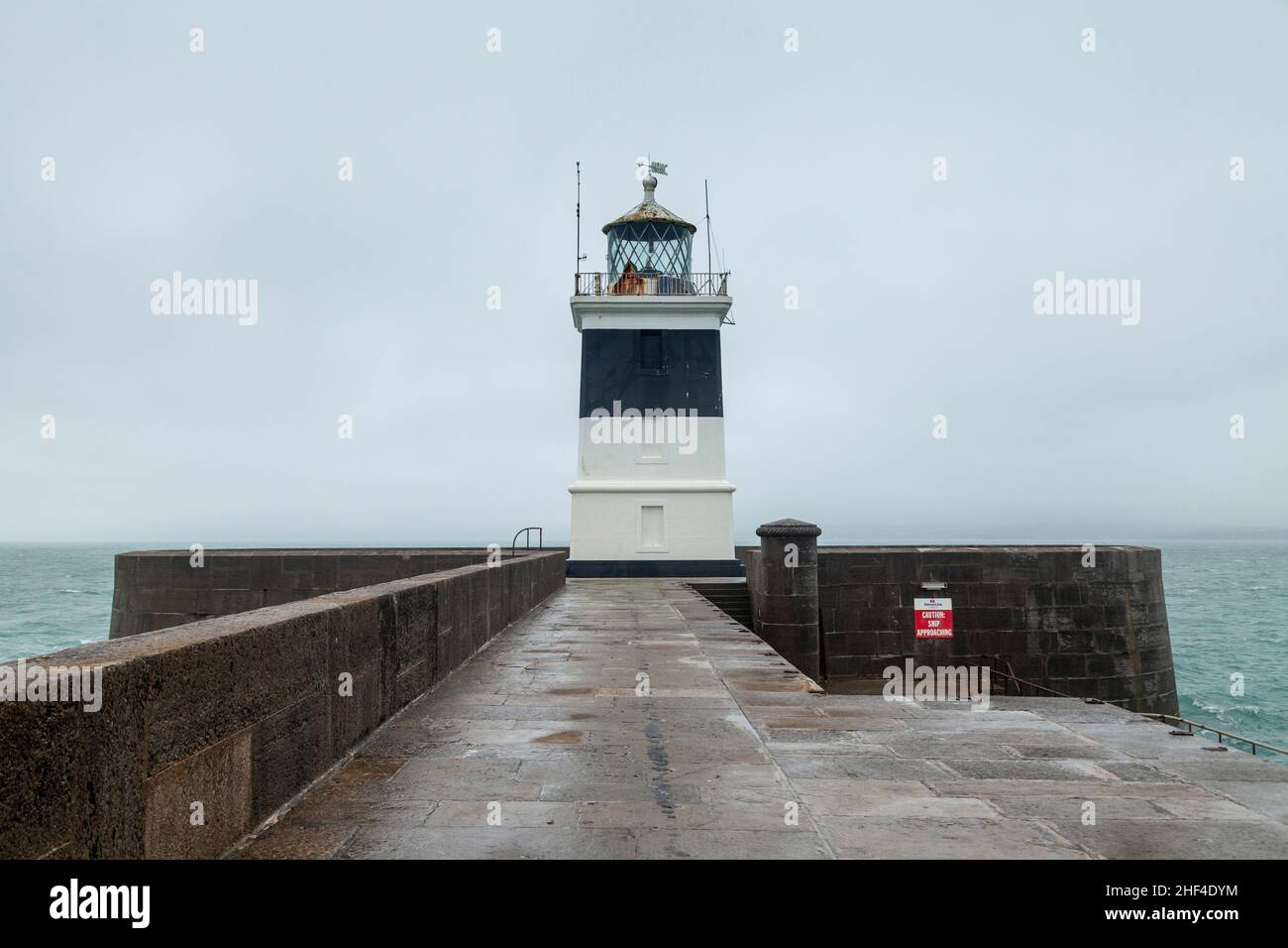 Lighthouse on the end of The Holyhead Breakwater, Holyhead, Anglesey ...