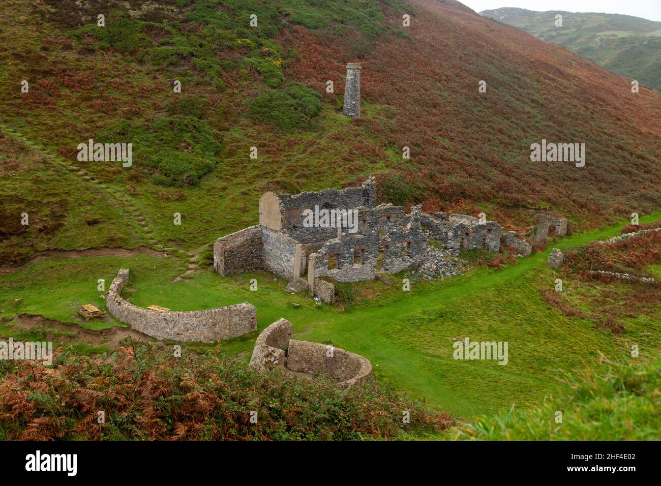 The old porcelain works ruins on the Anglesey Coastal Path in Porth ...