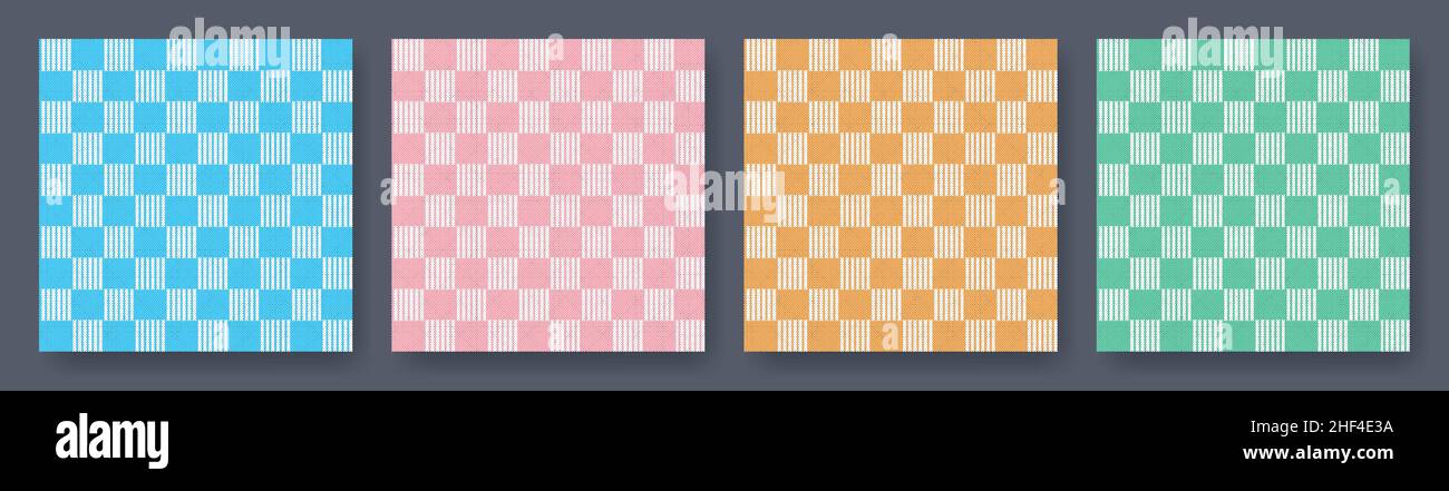 Vichy gingham textures set of patterns. Checkered design. Diagonal ...