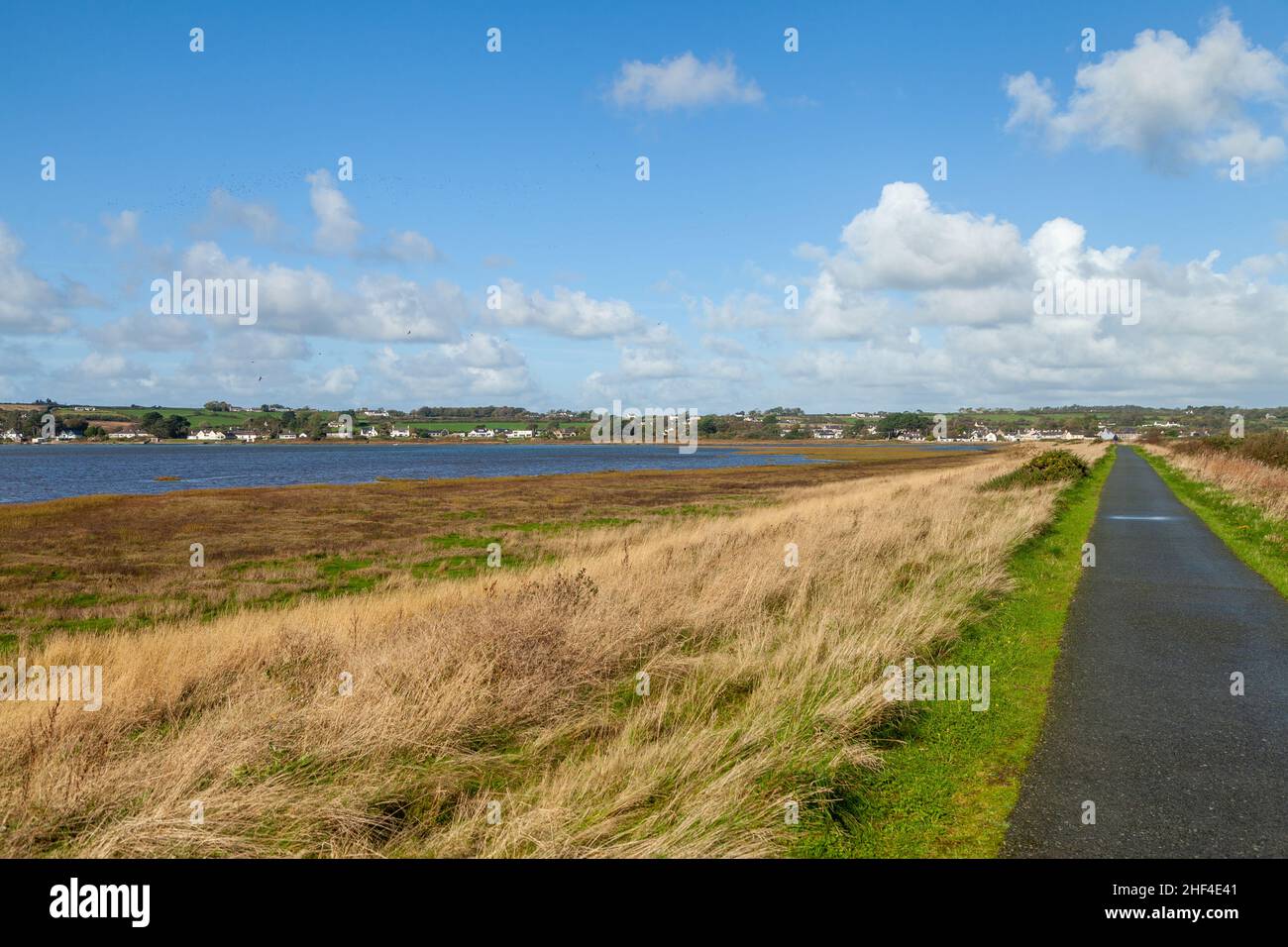 The village of Malltraeth on the Afon Cefni and Cefni Estuary, Anglesey ...