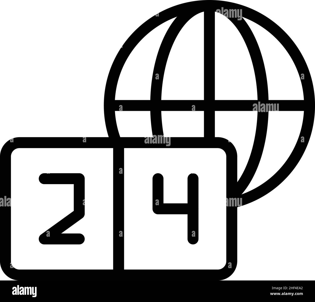 Global Timezone Icon Outline Vector World Zone Clock Map Stock Vector
