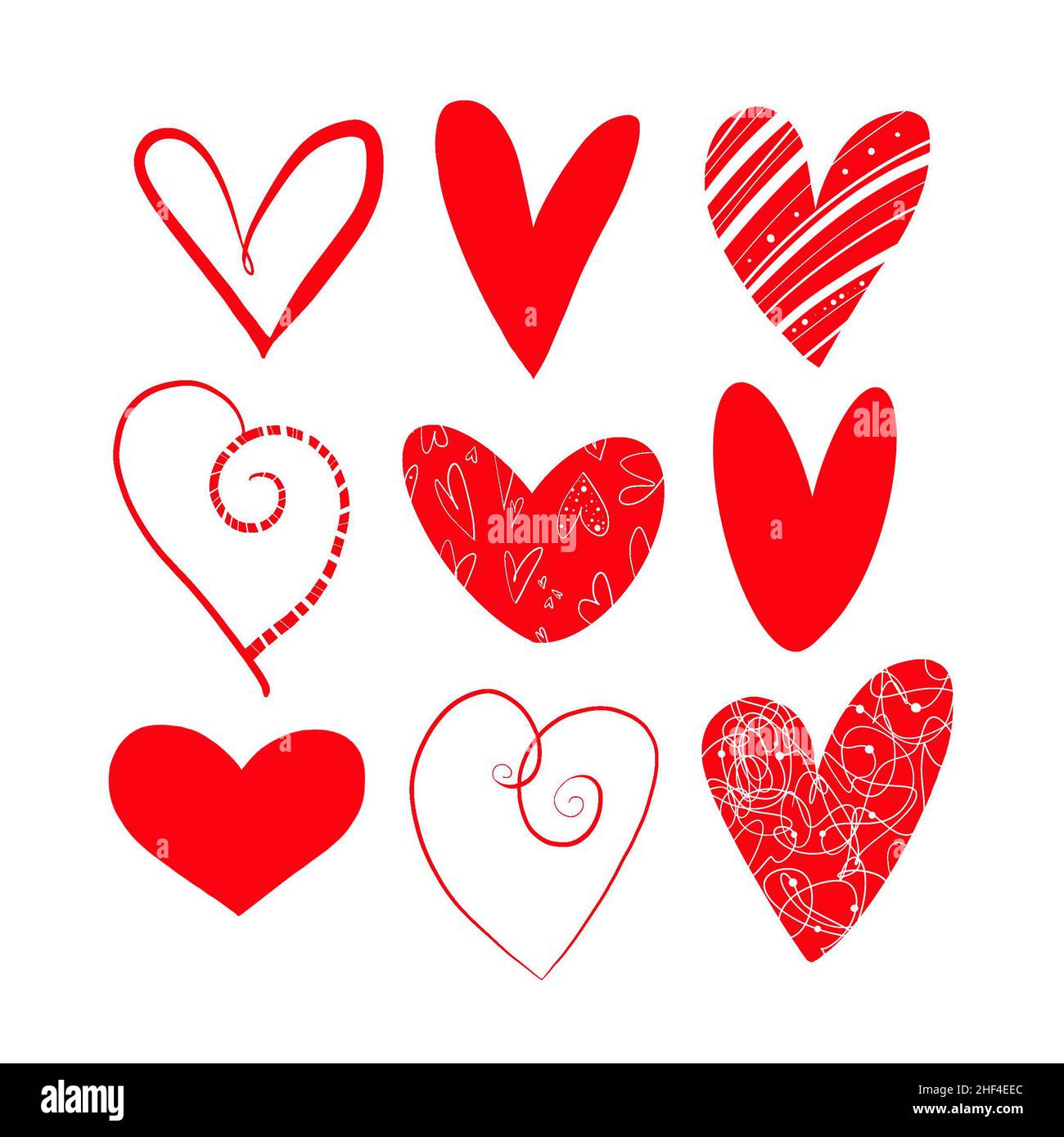 Collection of red hearts isolated on white background Stock Photo - Alamy