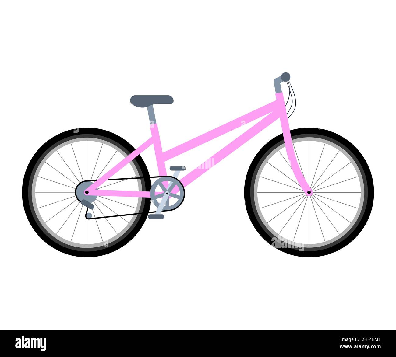 Female pink bike. Eco-friendly bicycling. Vector illustration in flat ...