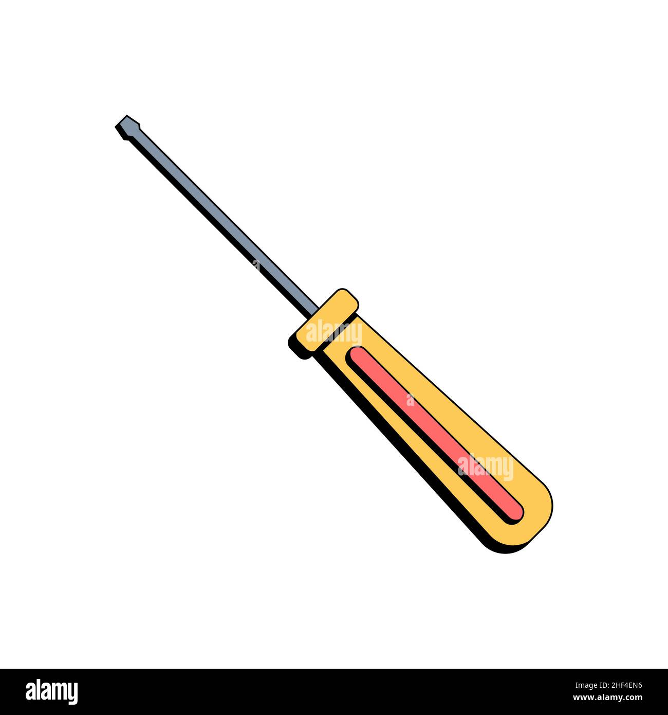 Yellow screwdriver. Building tool. Construction equipment. Vector ...