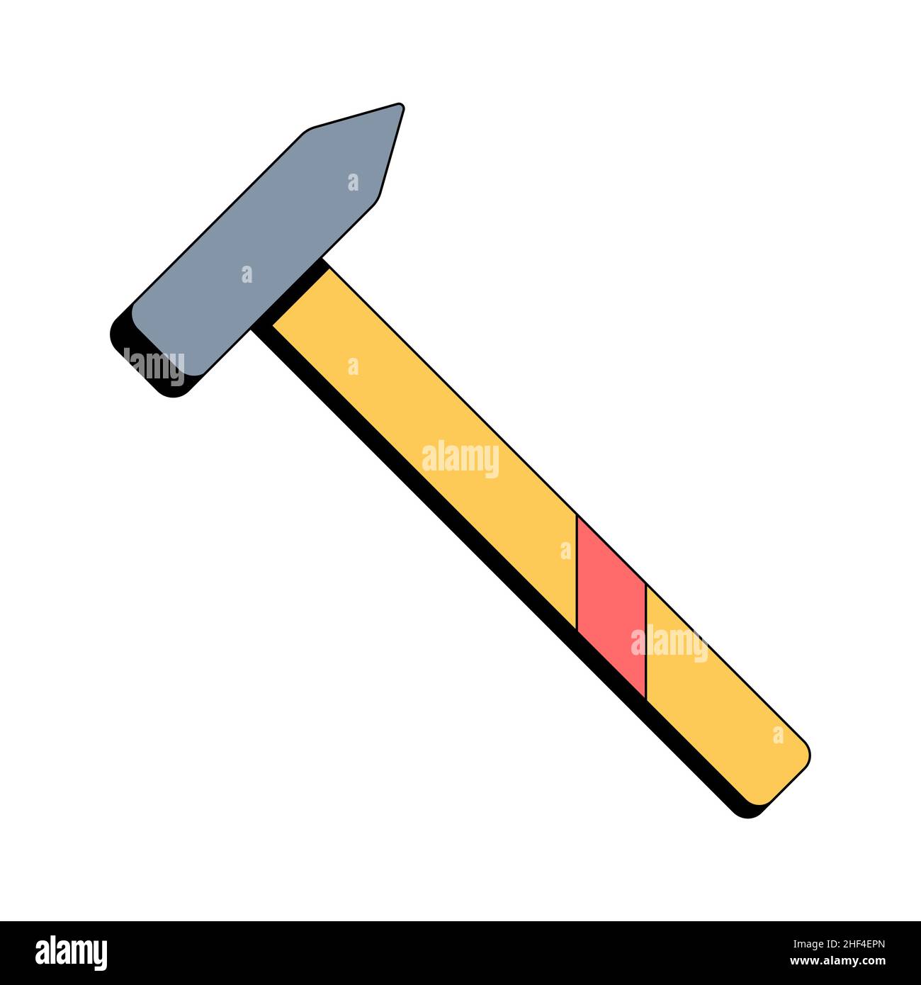 Yellow building hammer. Carpenter tool. Construction equipment. Vector ...