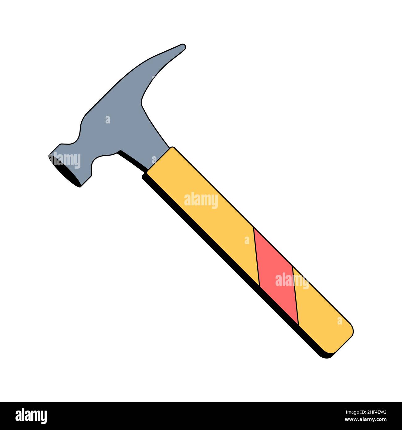 Yellow building hammer. Carpenter tool. Construction equipment. Vector ...
