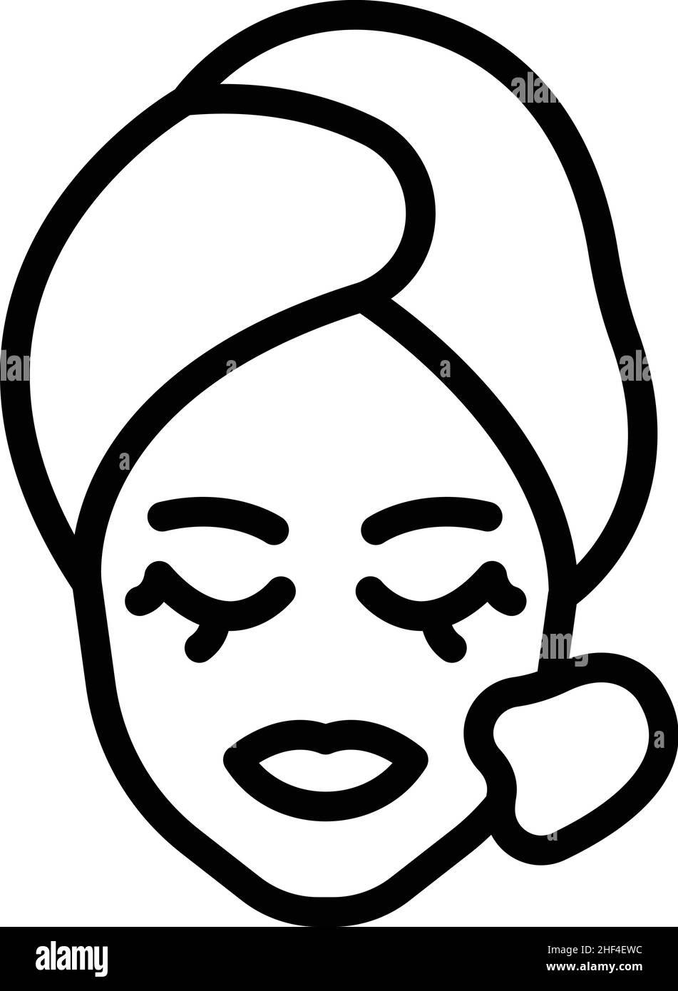 Woman Facial Massage Icon Outline Vector Face Skin Beauty Roller 7434