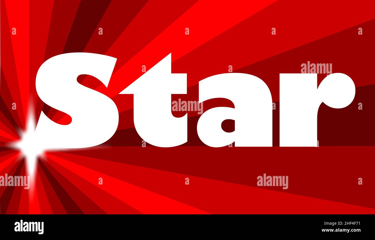 A bright star and the girl name Star over a red ray background Stock ...