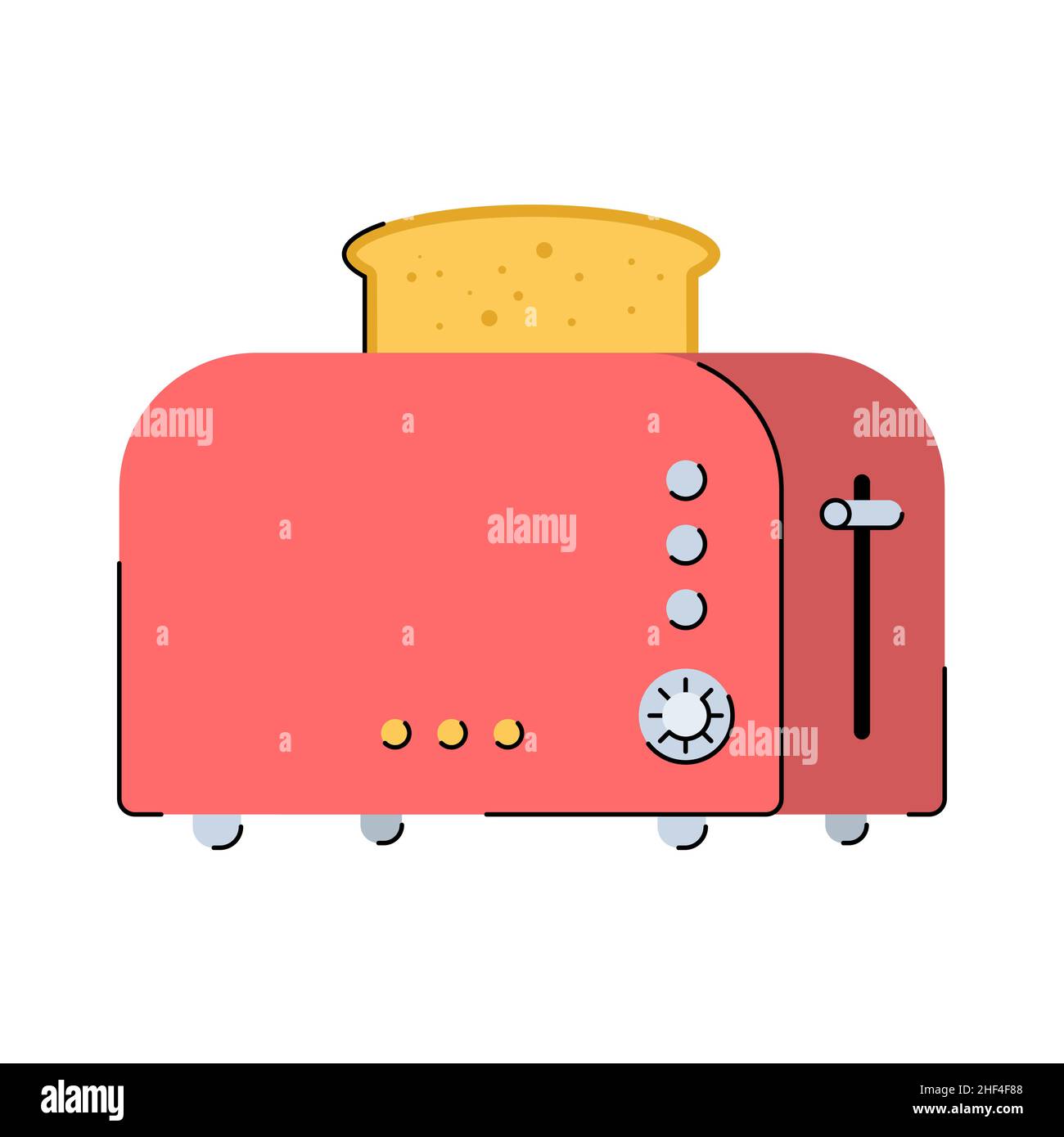 Kitchen toaster with cooked bread. Kitchen appliances, equipment ...