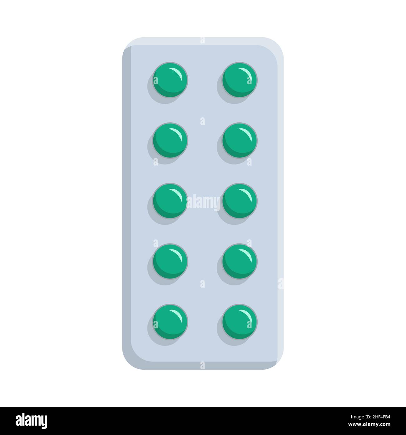 Pack of green pills in a blister. Isolated vector illustration on white ...