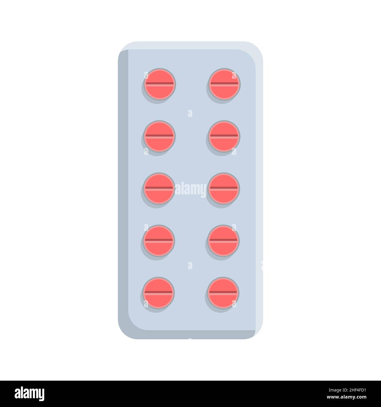 Pack of red pills in a blister. Isolated vector illustration on white ...