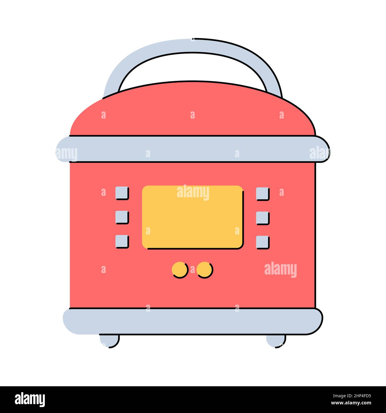 Multicooker. Slow cooker. Kitchen appliances. Flat style. Isolated ...