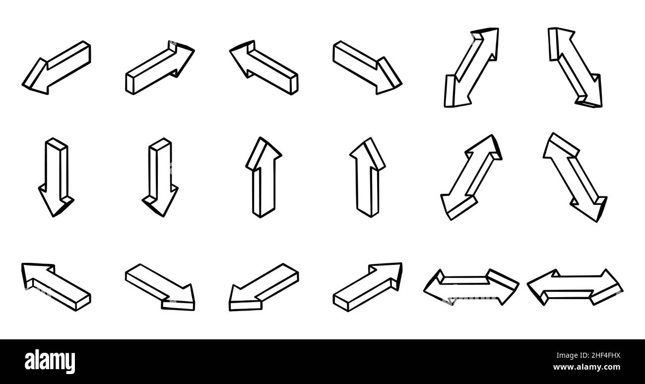 Set of isometric arrows. Use as side pointers, loading, cursor, refresh. Isolated vector ...