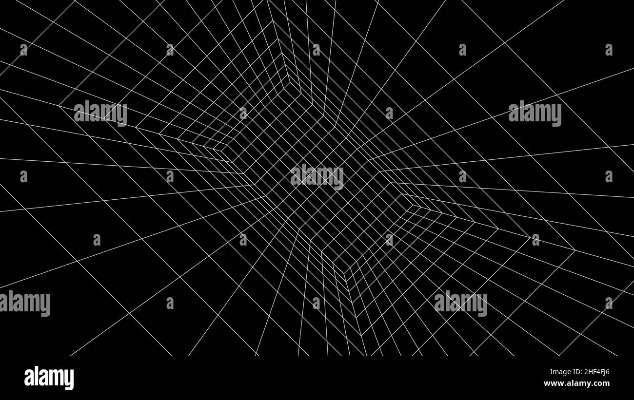 Grid room 3d. Perspective black background. Virtual reality ...
