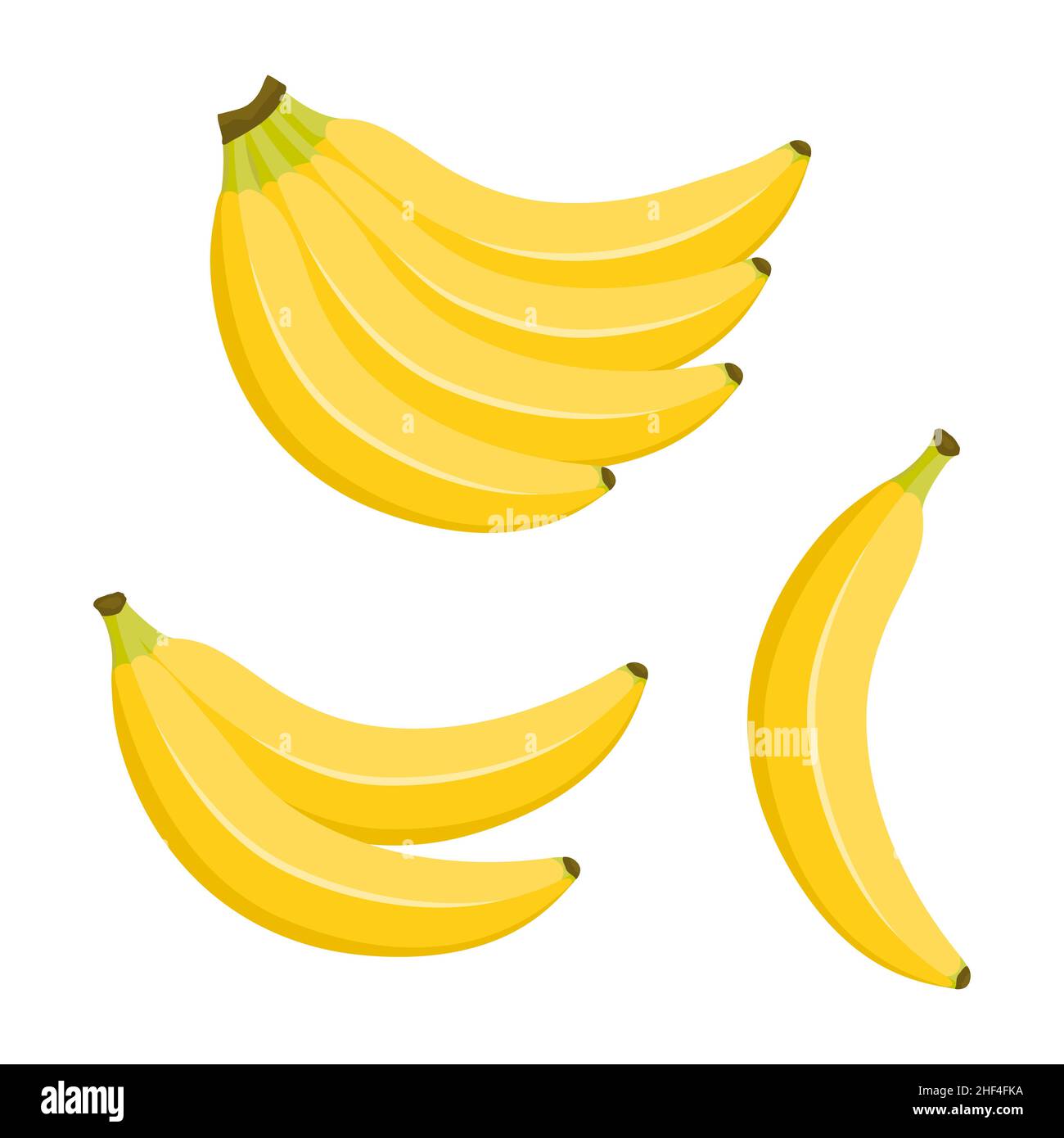Set of fresh bananas. One, two, and a bunch of bananas. Isolated vector ...