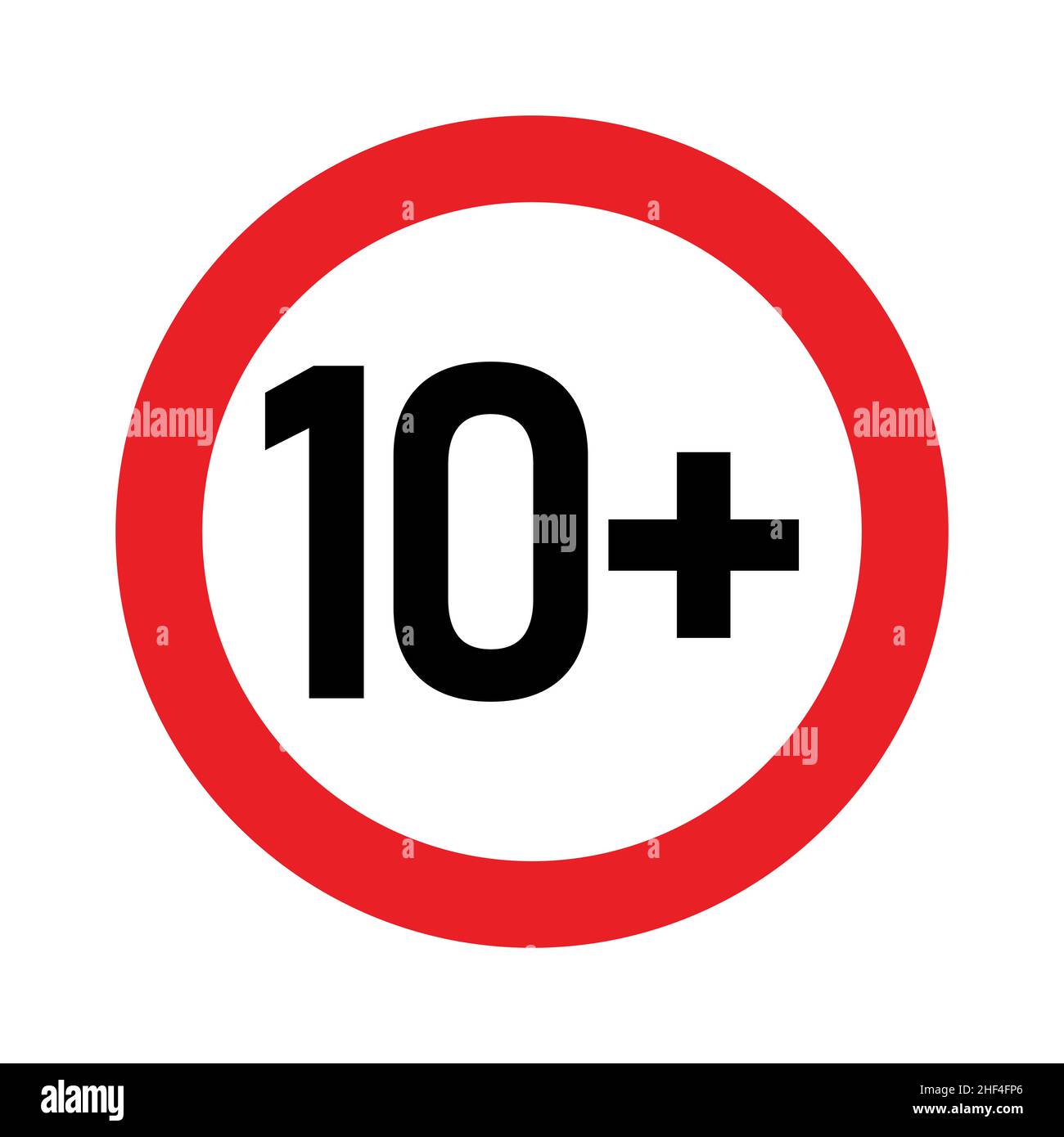 10 plus sign. Ten. Age restrictions, censorship, parental control. Icon ...