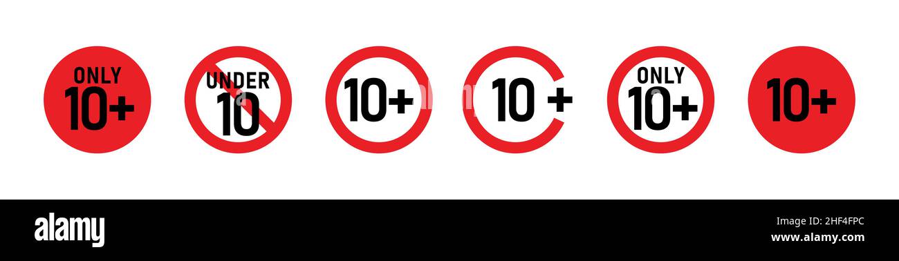 10 plus sign set. Ten. Age restrictions, censorship, parental control ...