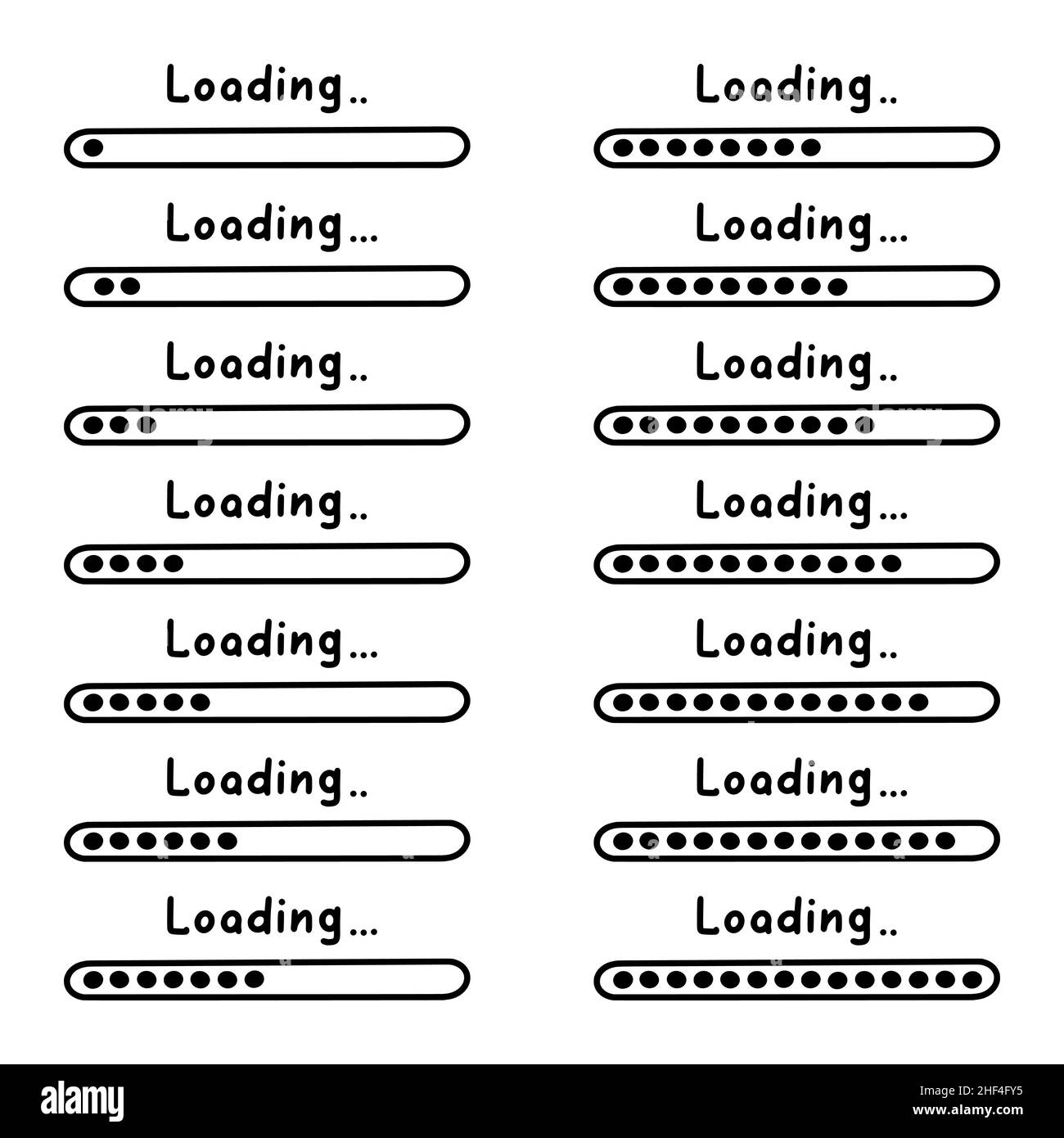 Loading bar, status and progress for animation. Doodle elements. Sketch ...