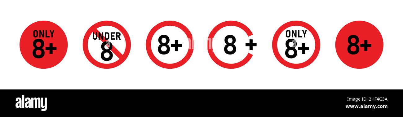 8 plus sign set. Eight. Age restrictions, censorship, parental control ...