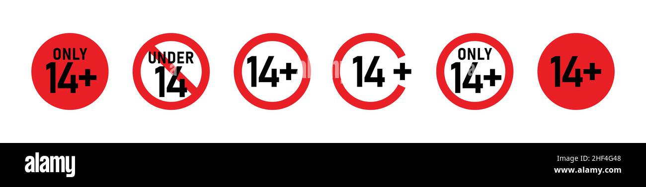 14 plus sign set. Fourteen. For adults only. Age restrictions ...