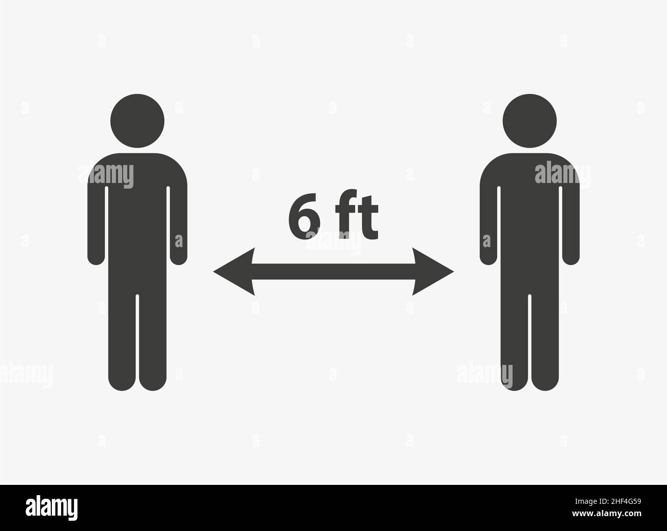 Six feet distance between two people vector sign Stock Vector Image ...