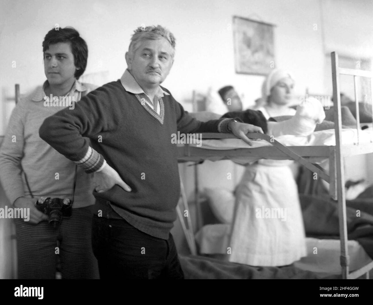 Romanian film director Francisc Munteanu during the filming of the ...