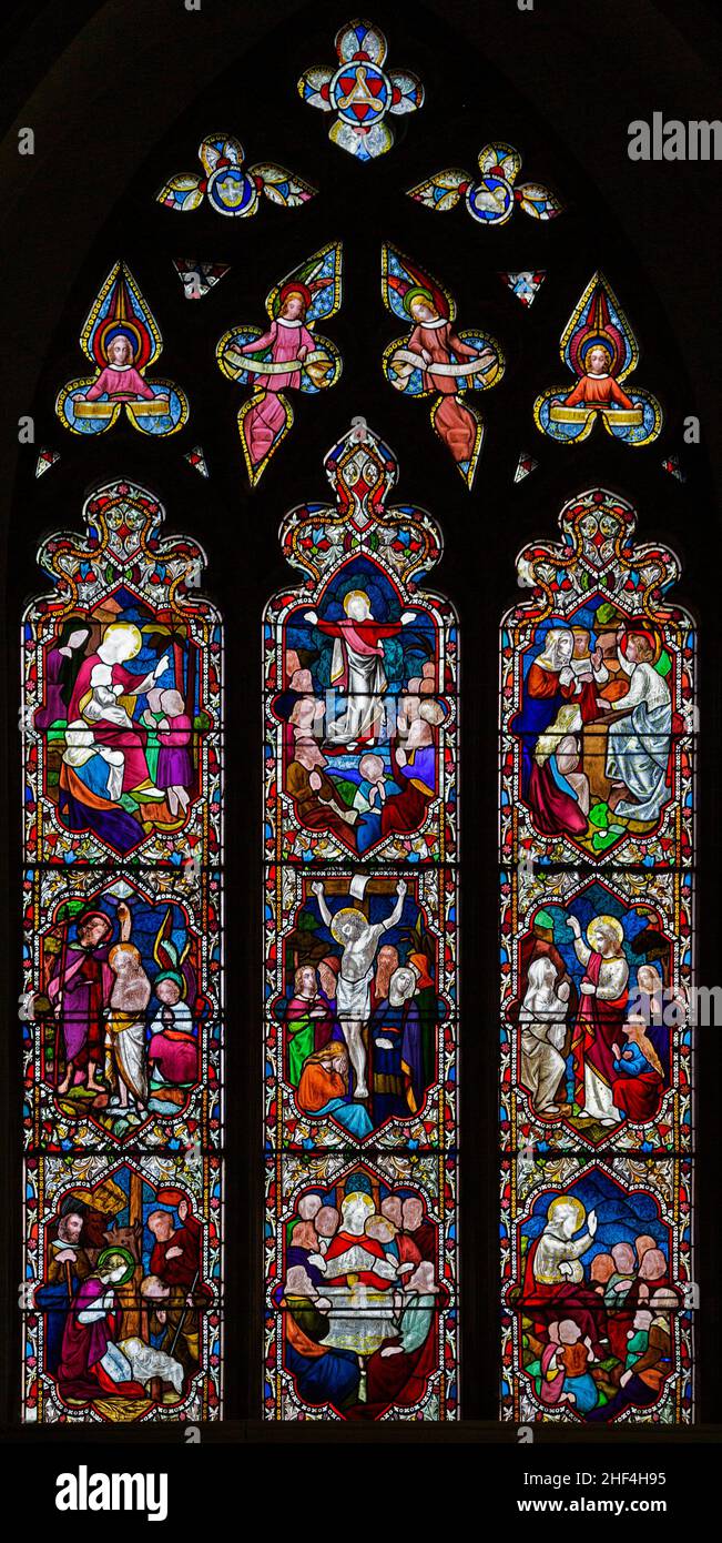 Stained glass east window life of Jesus Christ, c 1864 by Ward and ...