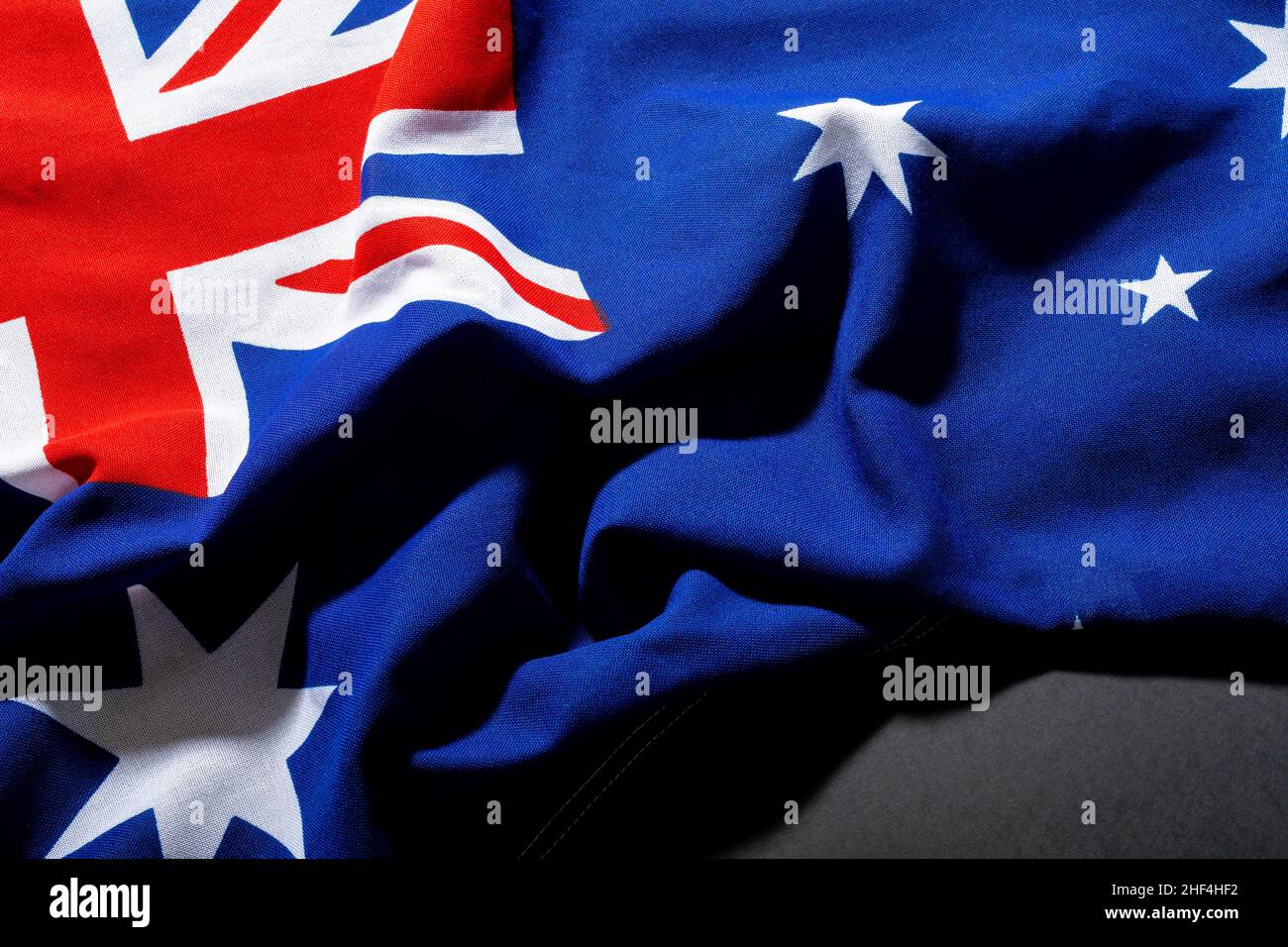 Overhead view of australia flag with stars and british union jack over ...