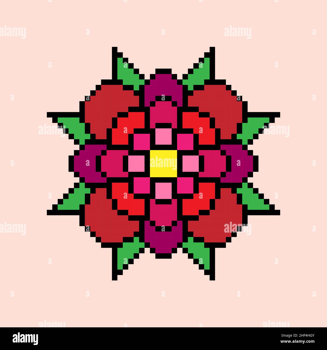 Flower Pixel art on a white background. Pixel art. illustration Stock ...