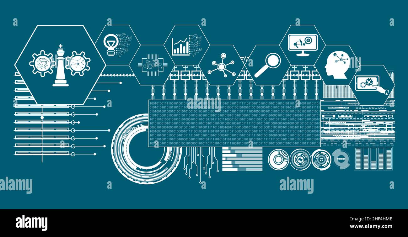 Concept of digital strategy with connected icons Stock Photo - Alamy