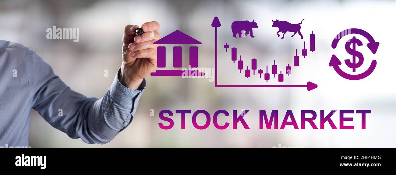 Man drawing a stock market concept Stock Photo - Alamy